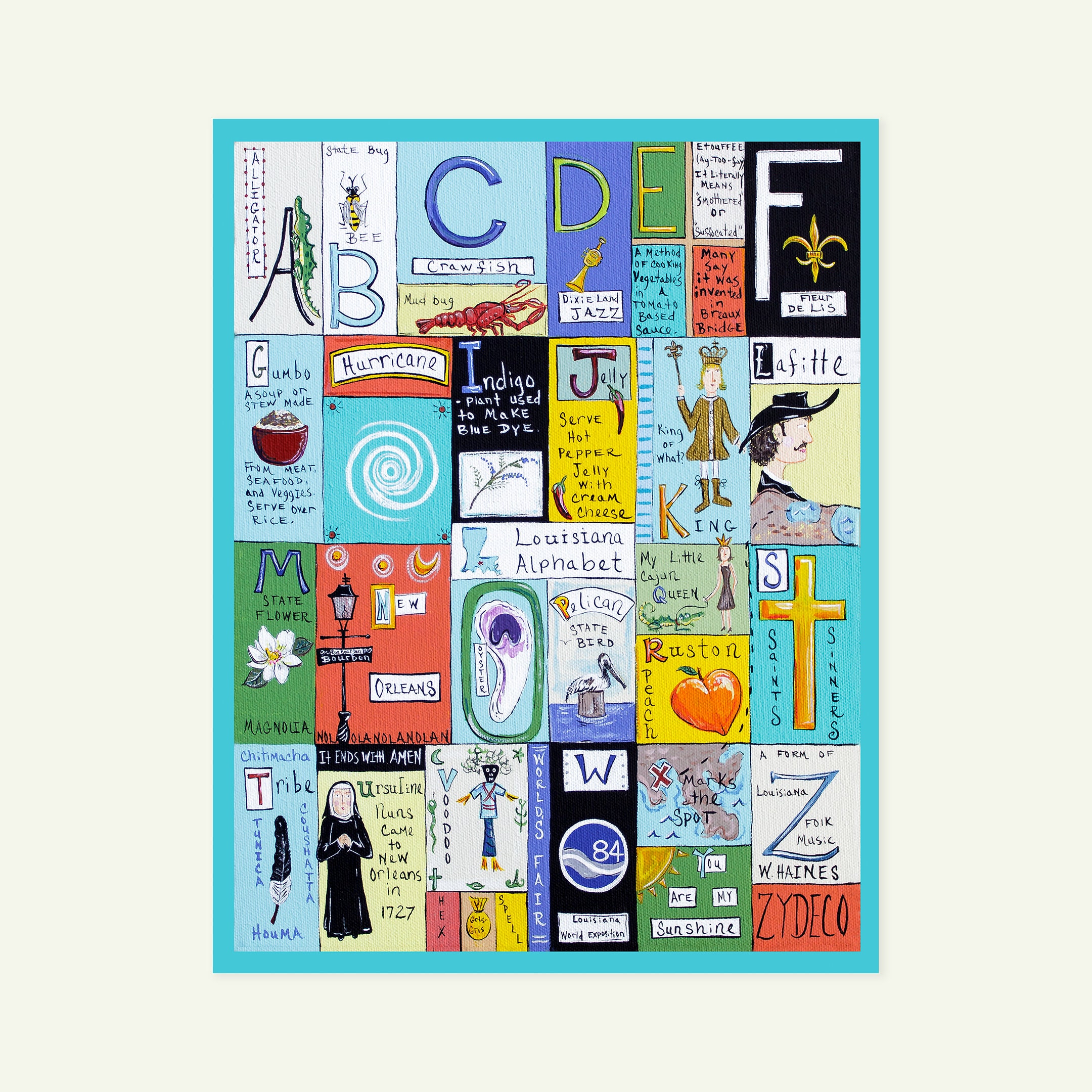 Louisiana Alphabet Print louisiana Art New Orleans Art - Etsy