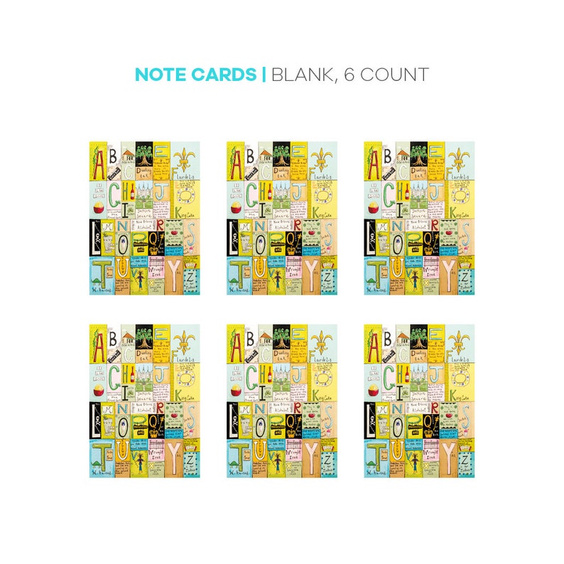 New Orleans Alphabet Note Cards blank 6 Count | Etsy