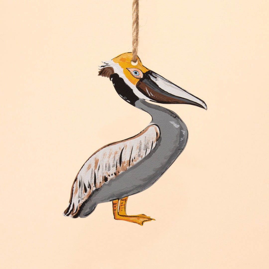 Pelican | Hand-painted Wood Ornament (christmas Gift, Holiday Decor ...