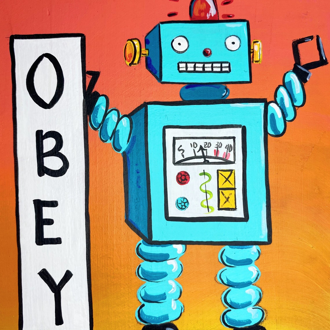 Obey robot Wooden Block - Etsy