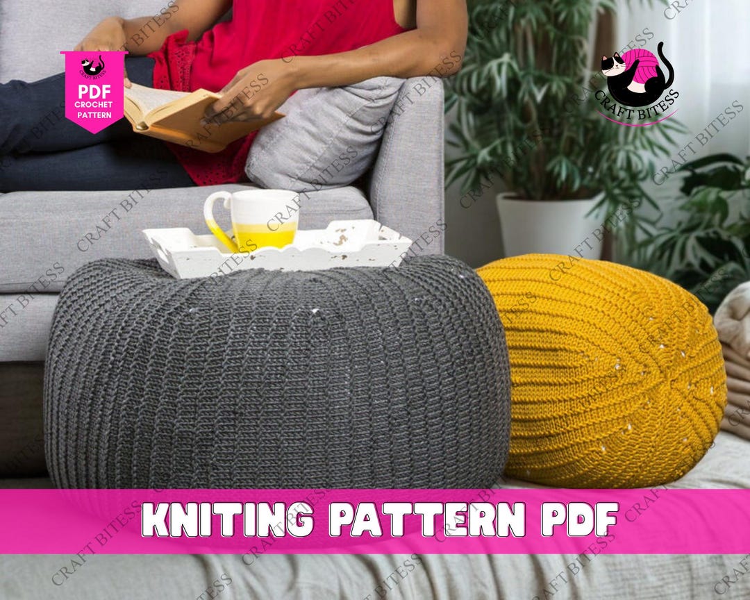 Knitting Pattern Chunky Knit Pouf Ottoman Footstool Pattern, Round ...