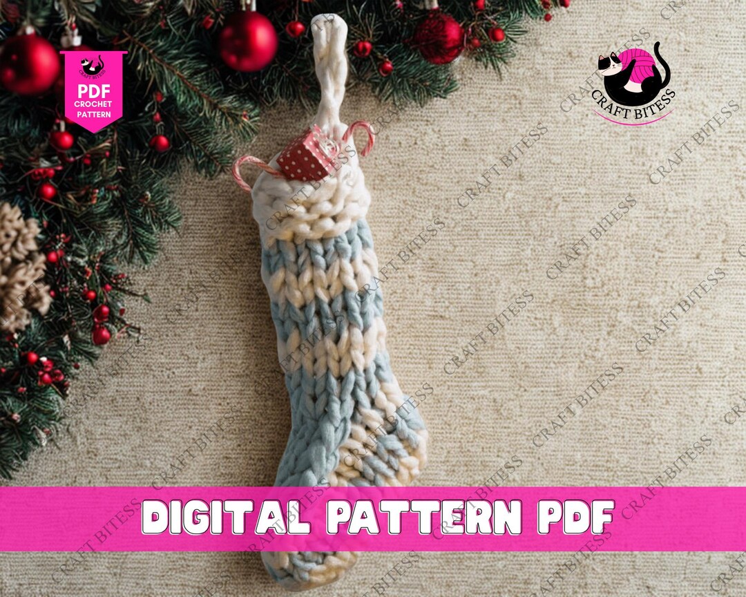 Modern Scandinavian Christmas Stocking Knitting Pattern, Minimalist ...