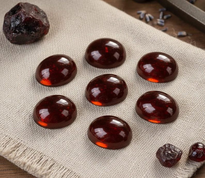 Garnet Oval Cabochon | Natural Gemstone | Calibrated Sizes | Flat Back ...