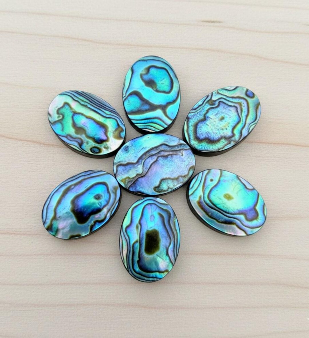 Natural Abalone Shell Cabochon: Oval Flat Back, AAA Quality Calibrated ...