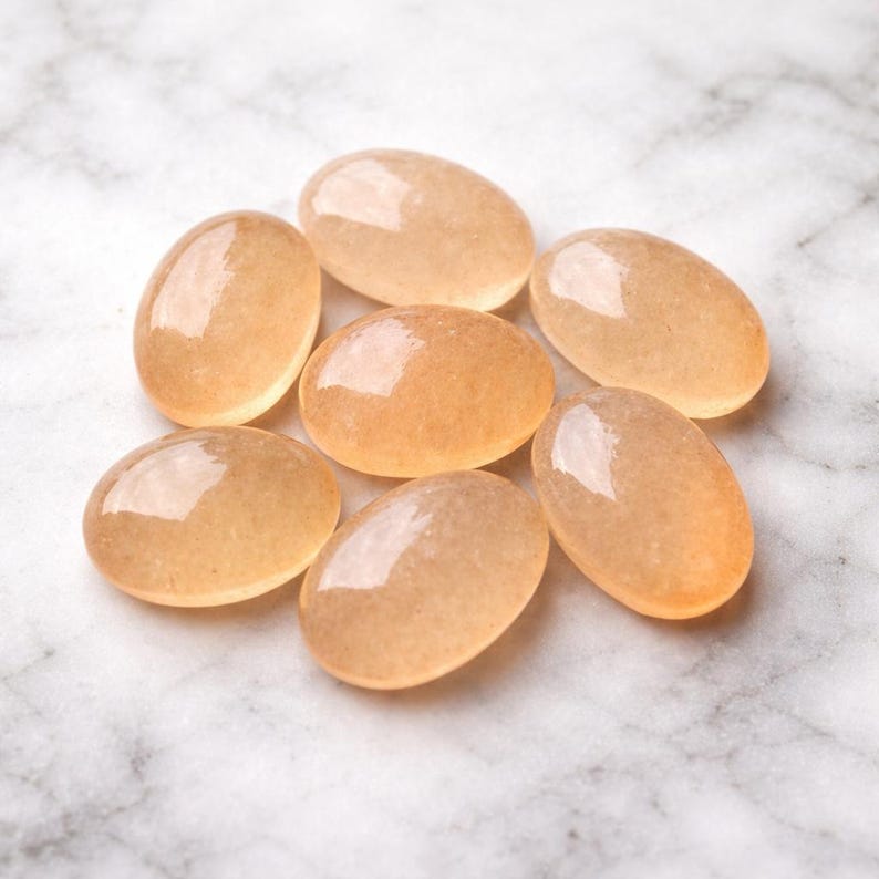 Orange Calcite Oval Cabochon Calibrated | Natural AAA Flat Back ...