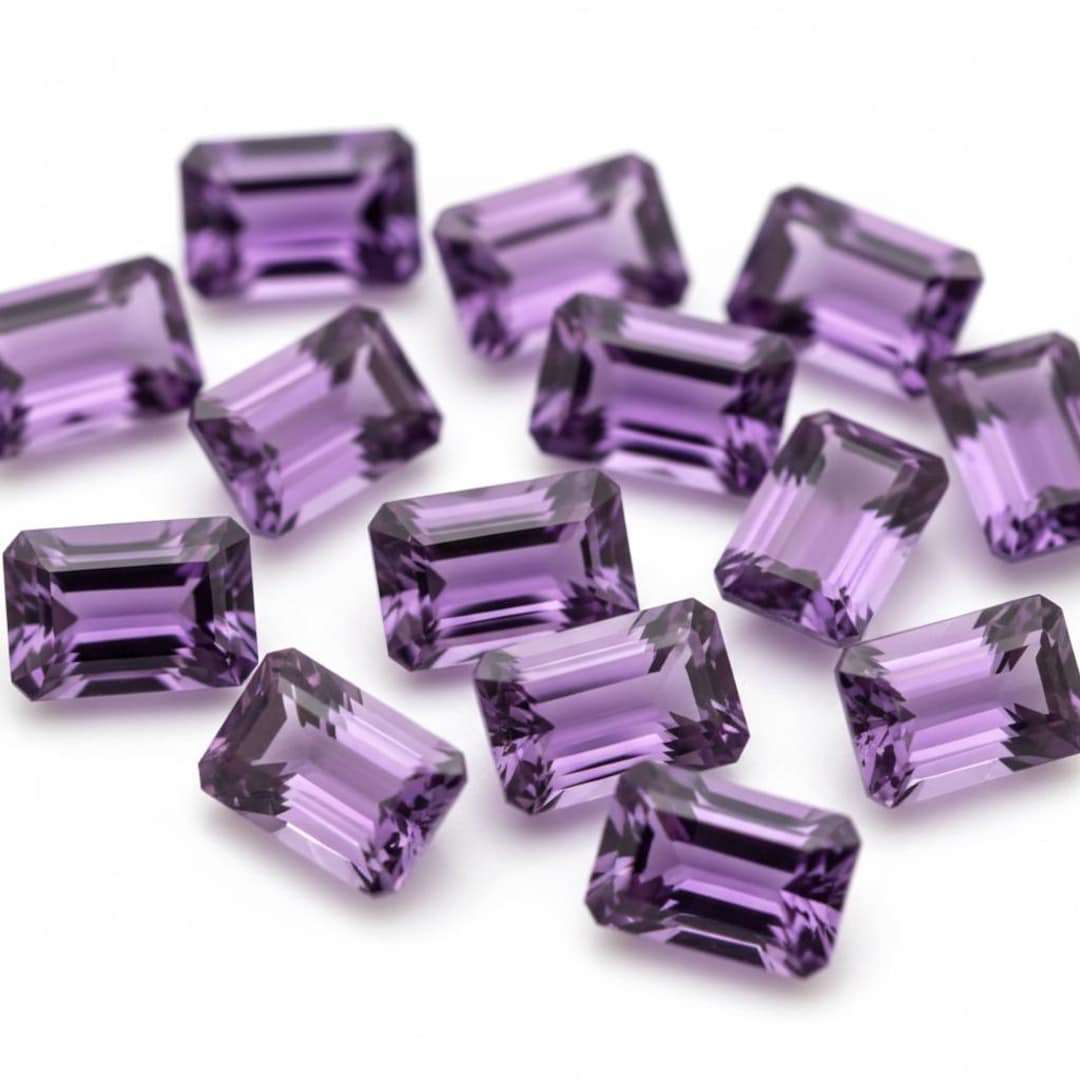 Natural Amethyst Emerald Cut Rectangle Gemstone | Calibrated Faceted ...