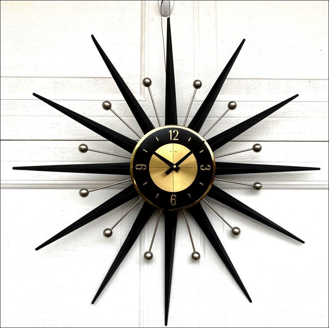 Vintage 1960s Mid Century Modern Welby Starburst Sunburst Wall Clock ...