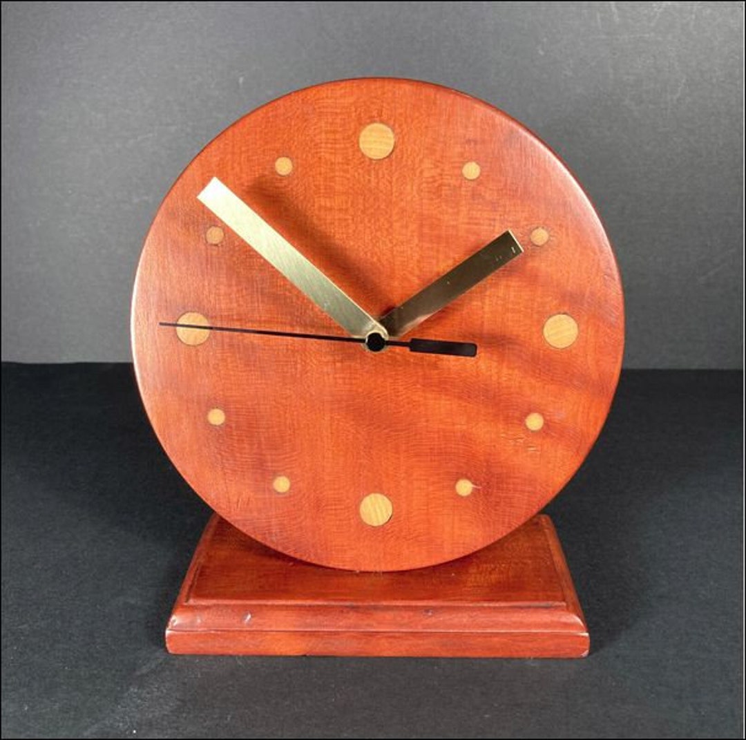 Vintage Mid Century Modernist Table Clock Danish Modern Solid Wood ...