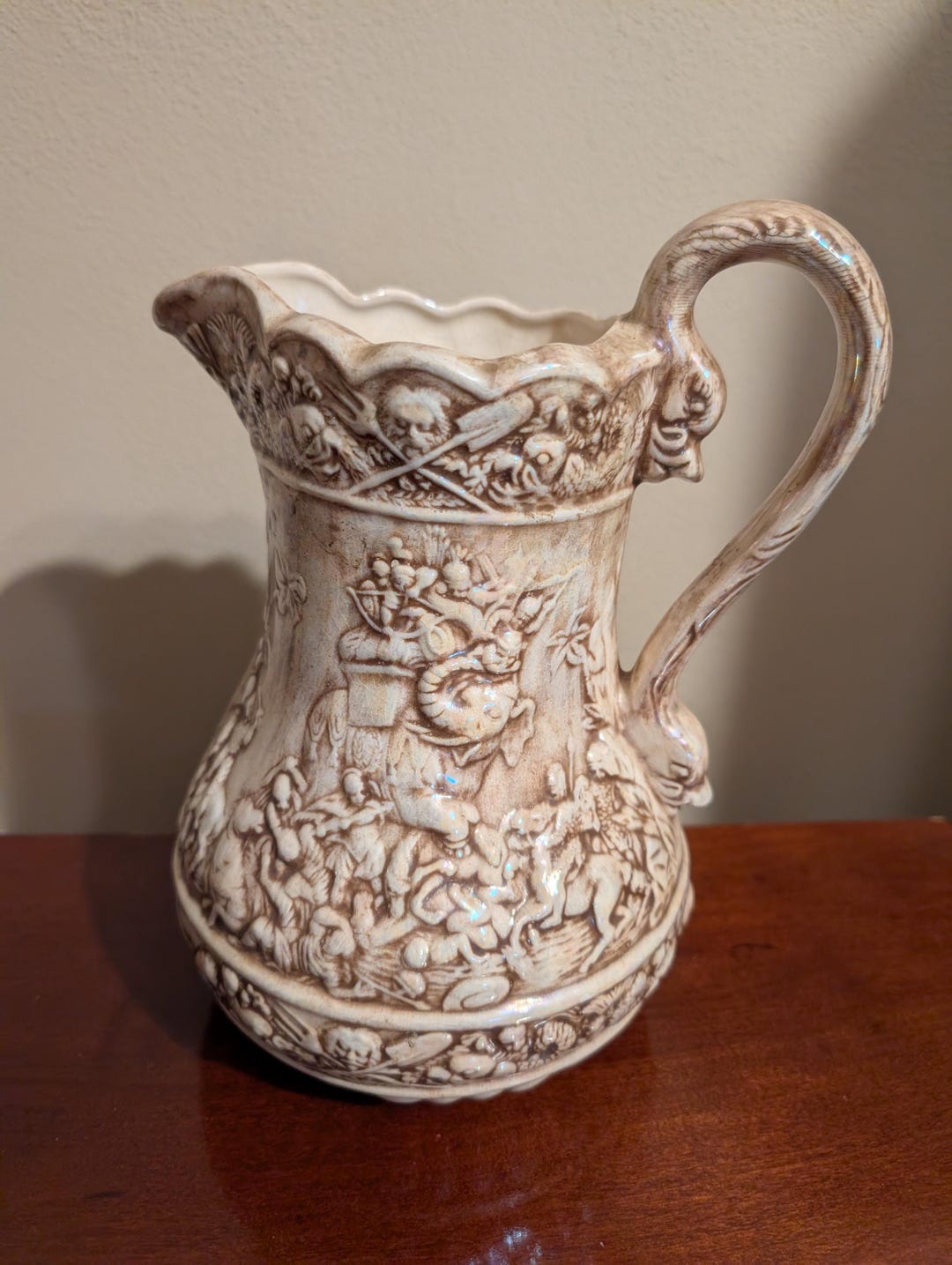 19th Century Staffordshire Creamware Pitcher With Battle Scene - Etsy