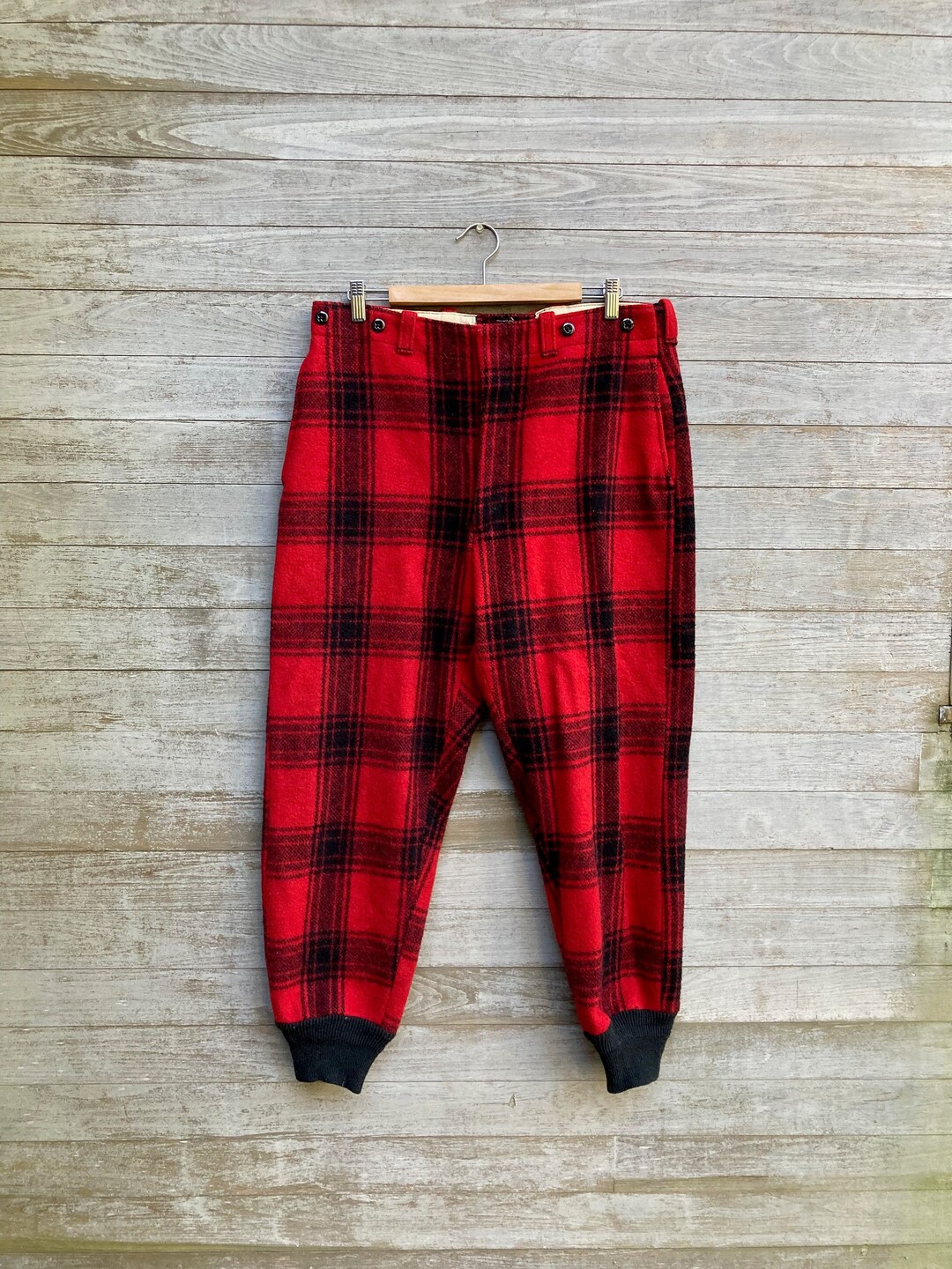 Vintage Red Plaid Wool Pants: Winter Cabin Style (36"x28") - Etsy