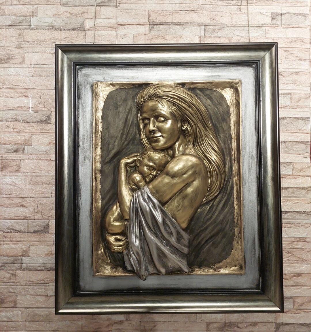 Relief Painting of Mother and Baby - Etsy