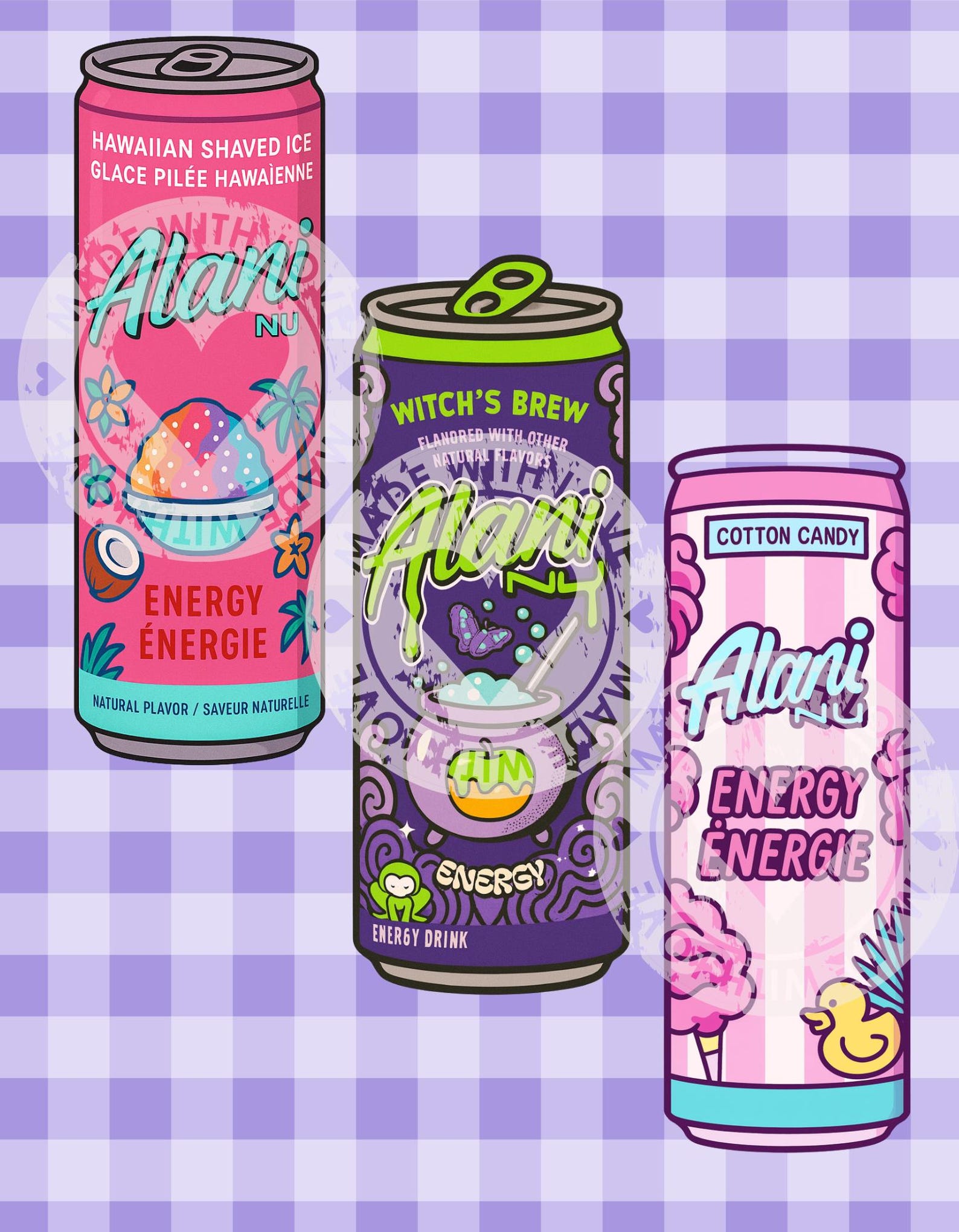 Cartoon Alani Nu Energy Drink Cans – Digital Download Sticker Set (PNG ...