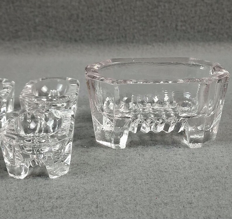 Vintage Glass Salt Cellar Set - 7 Pieces With Large Master Cellar - Mid ...