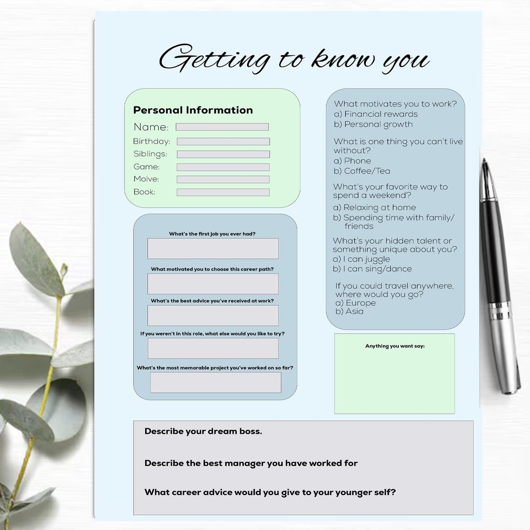 Team Building Icebreaker Printable PDF 'getting to Know You ...