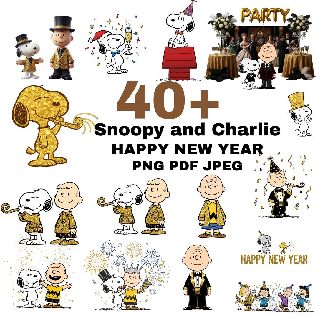 Snoopy New Year Clipart PNG, Charlie Brown Happy New Year , Happy New ...