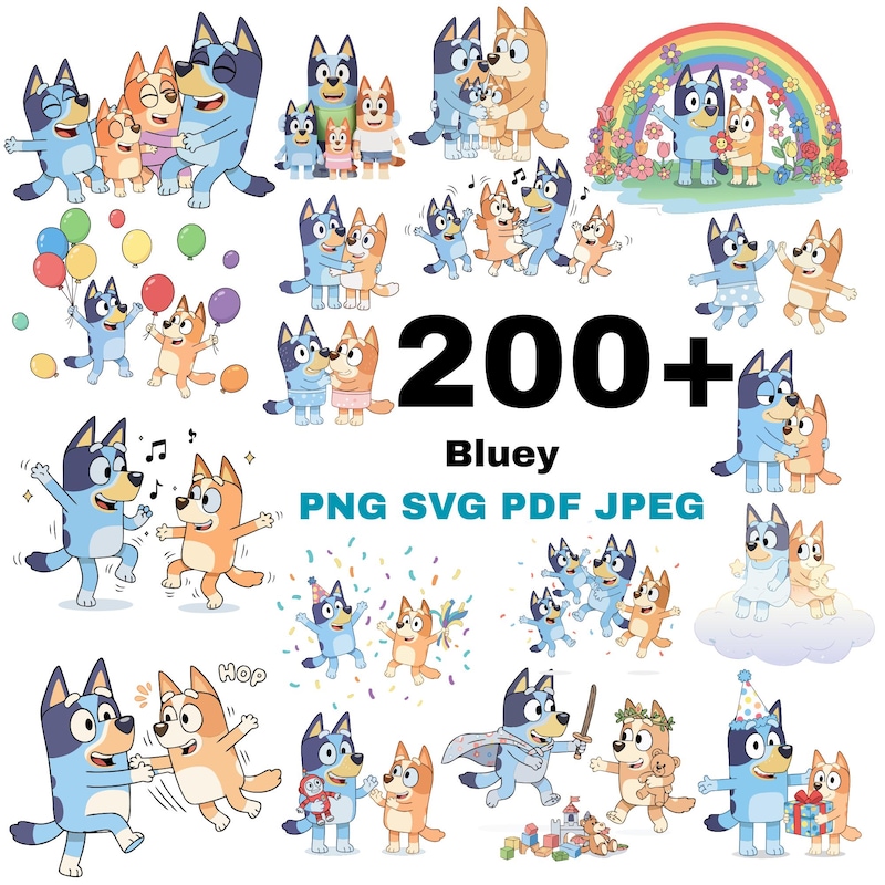 Bluey Letters Clipart - Etsy