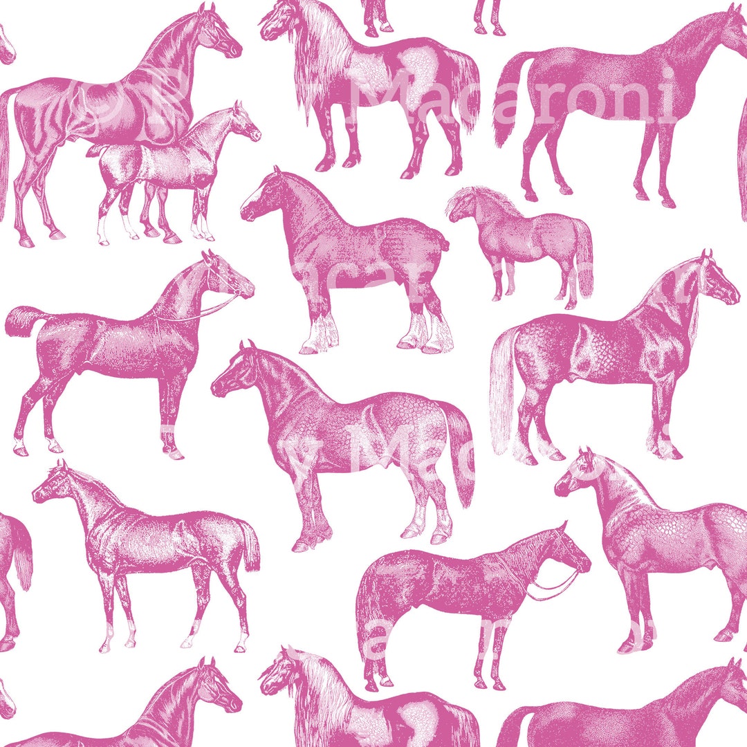 Pink Horse Print Equestrian Scrapbook Paper Digital Download 12x12 Inch ...