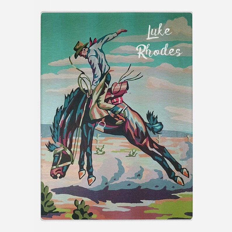 Cowboy Rodeo Personalized Glass Cutting Board - Etsy