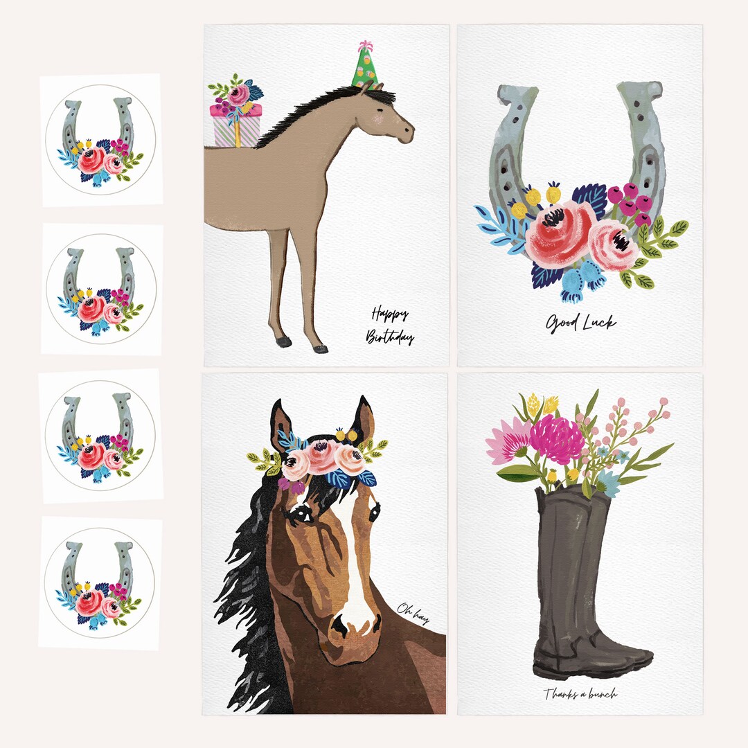 Set of 4 Barn Friend Cards With Stickers - Etsy