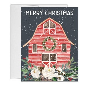 Farm Holiday Cards Barn Christmas Card - Etsy