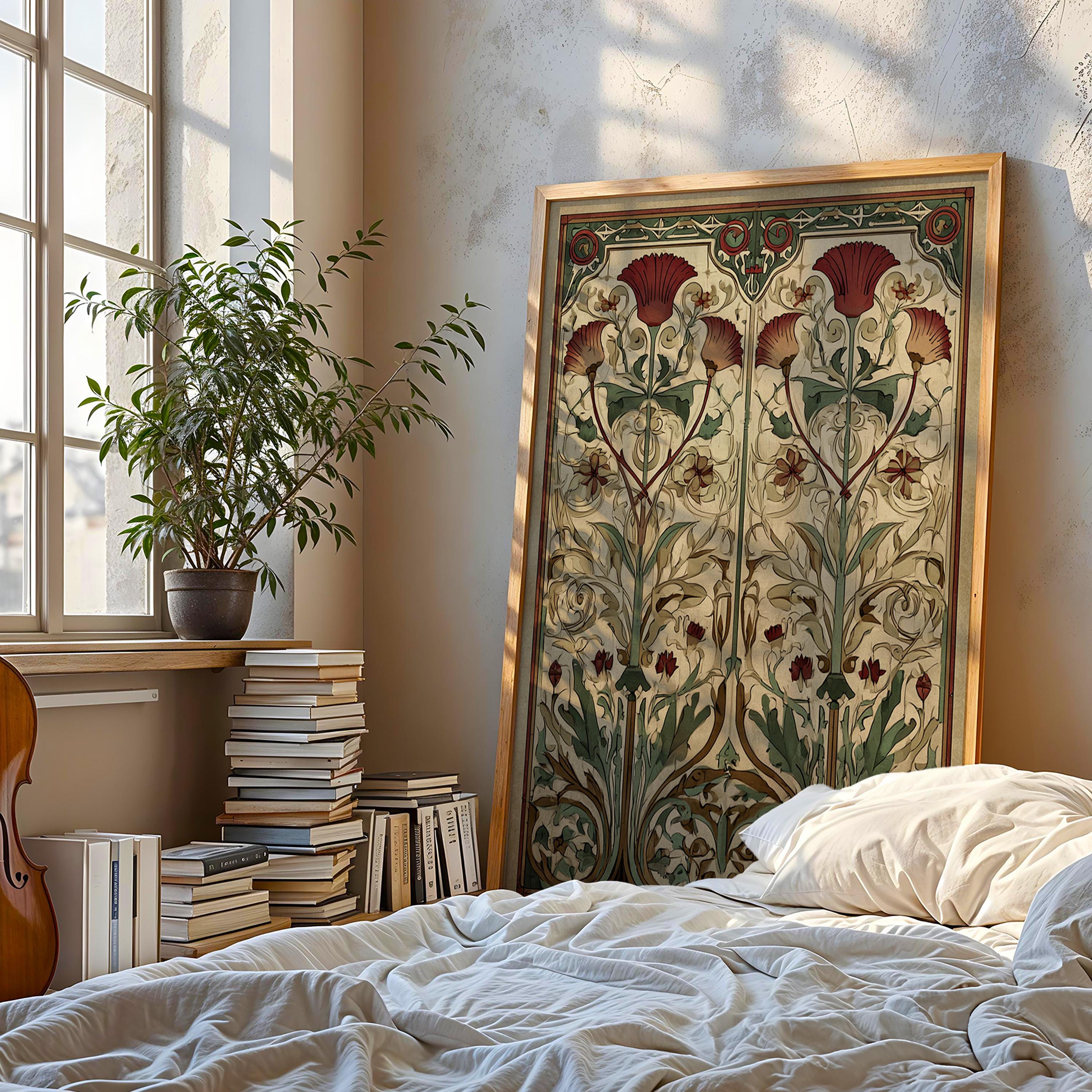 Floral Art Nouveau Wall Art – Vintage Botanical Design Print, Victorian ...