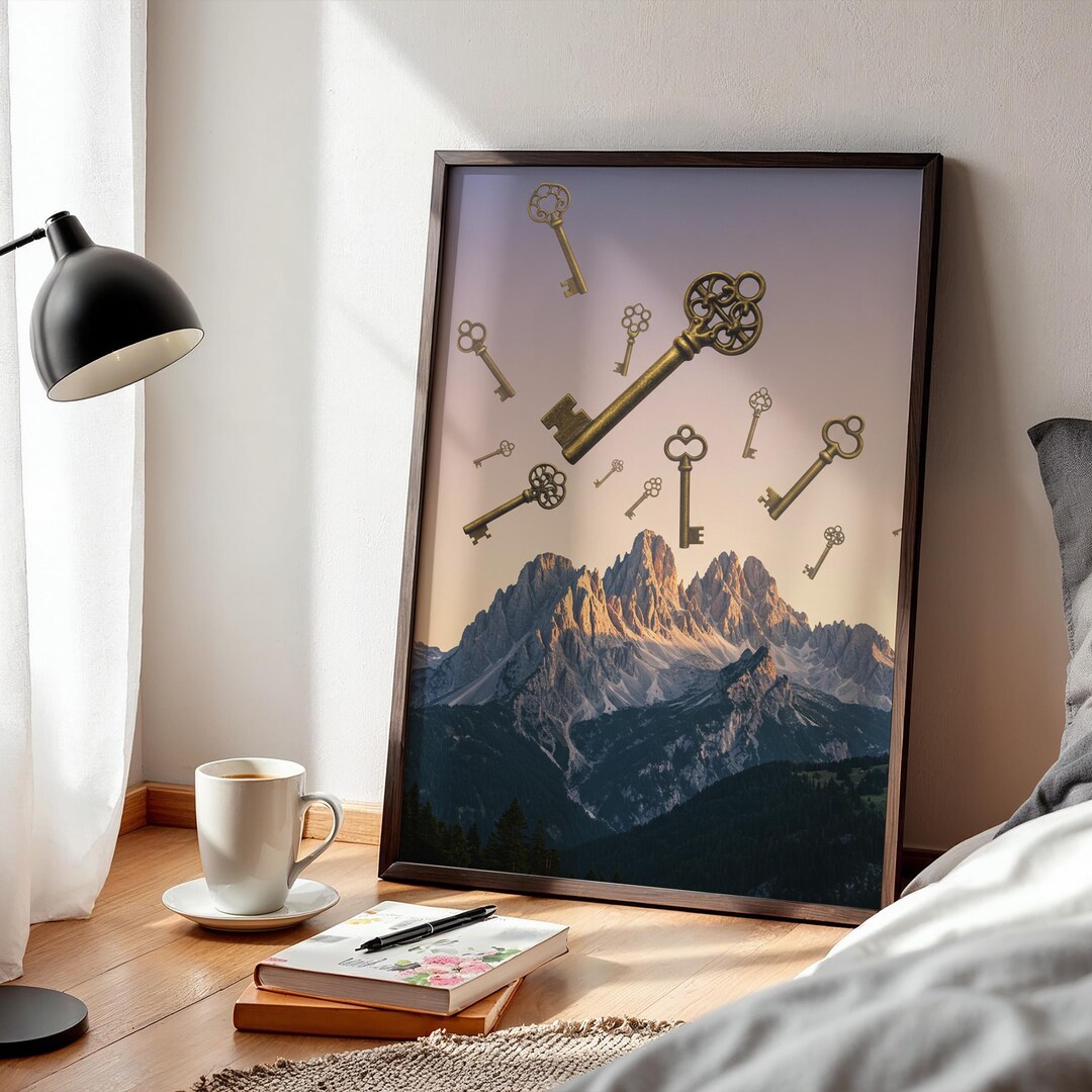 Surreal Key Mountain Poster Print, Fantasy Landscape Wall Art, Dreamy ...