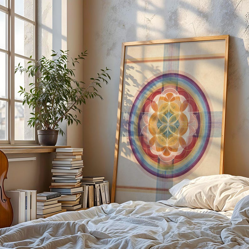 Sacred Geometry Chakra Art – Colorful Mandala Style Spiritual Wall ...