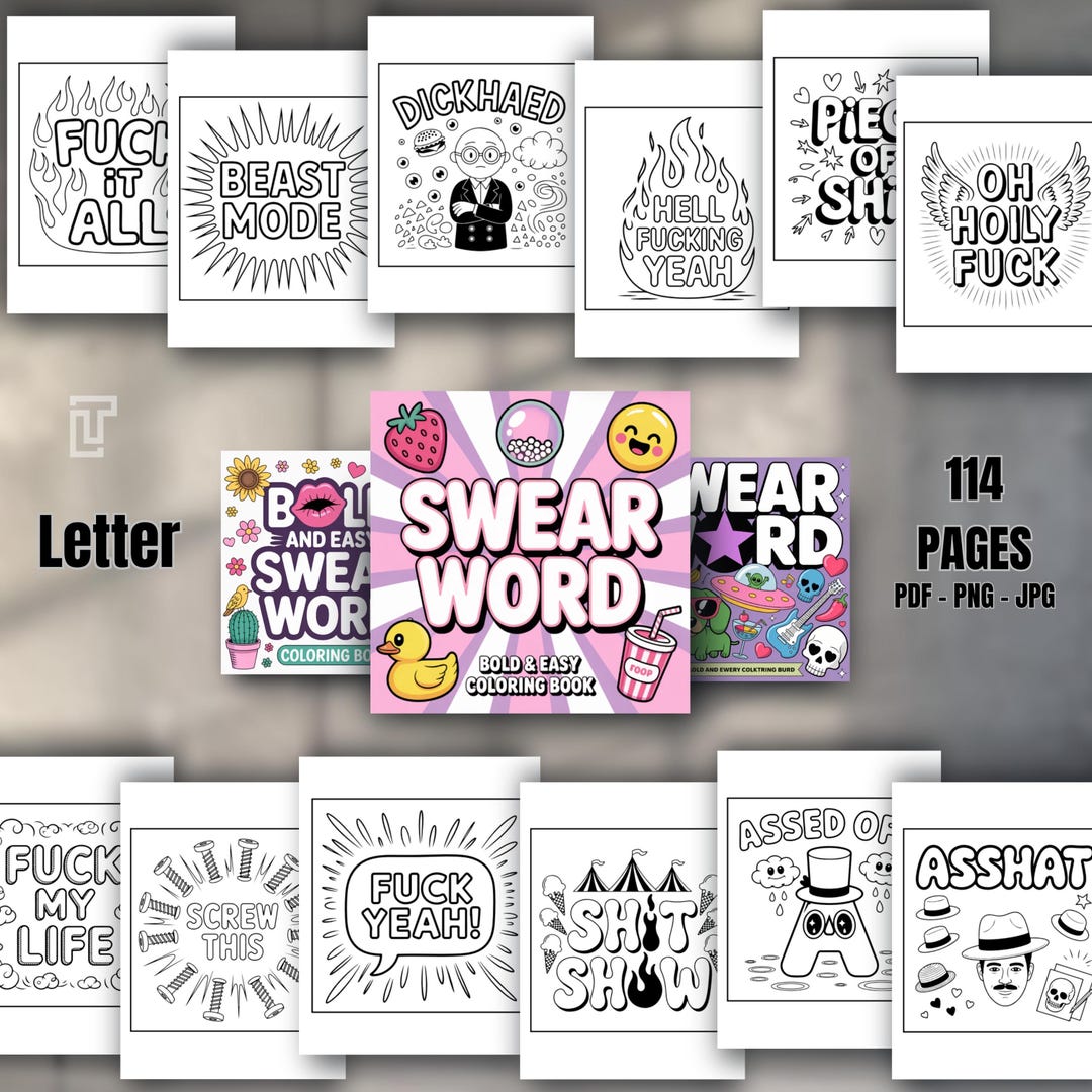 114 Swear Words Coloring Pages Only for Adults - Etsy