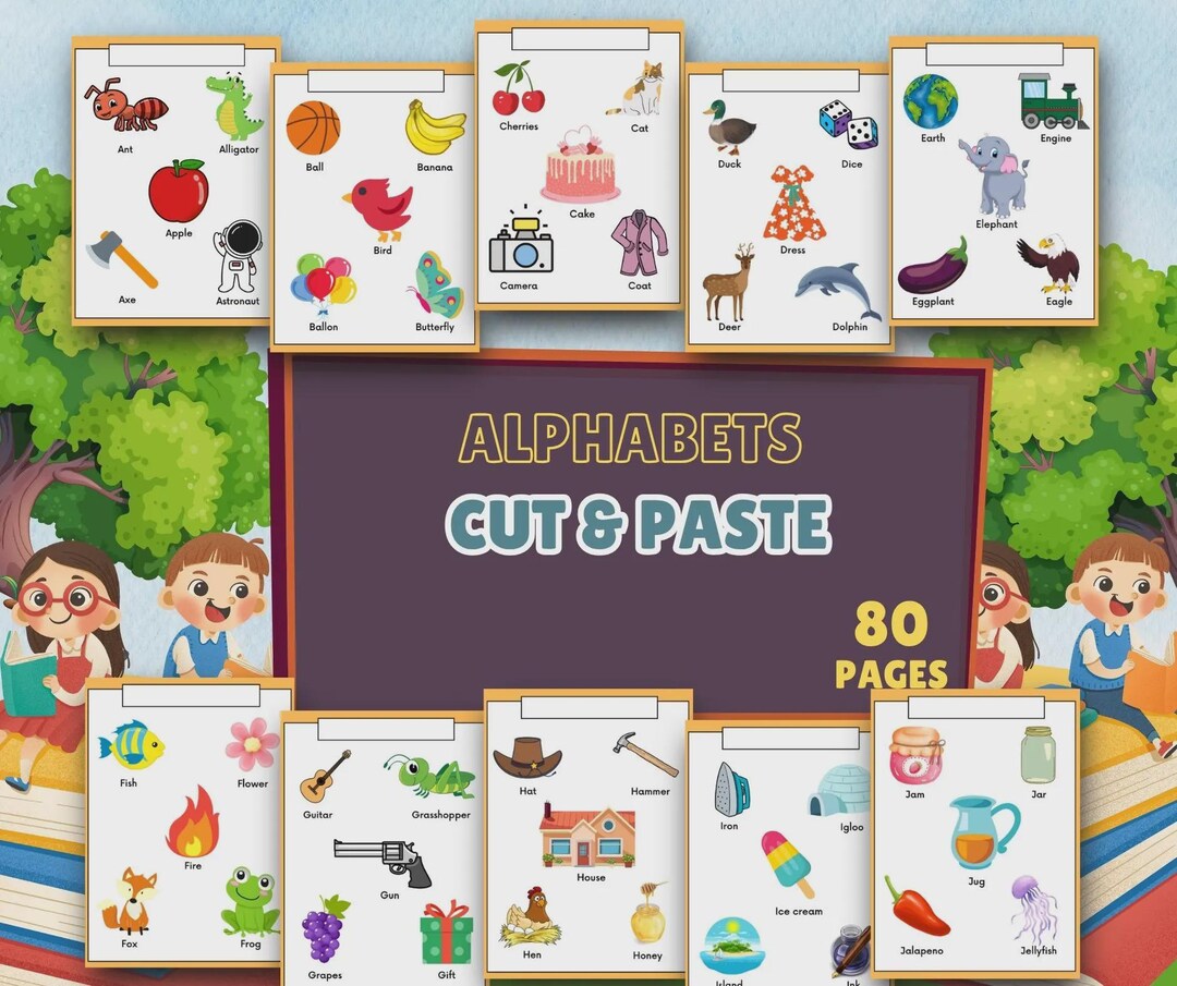 Alphabet Cut and Paste Activity Printable PDF for Kids Learning ...
