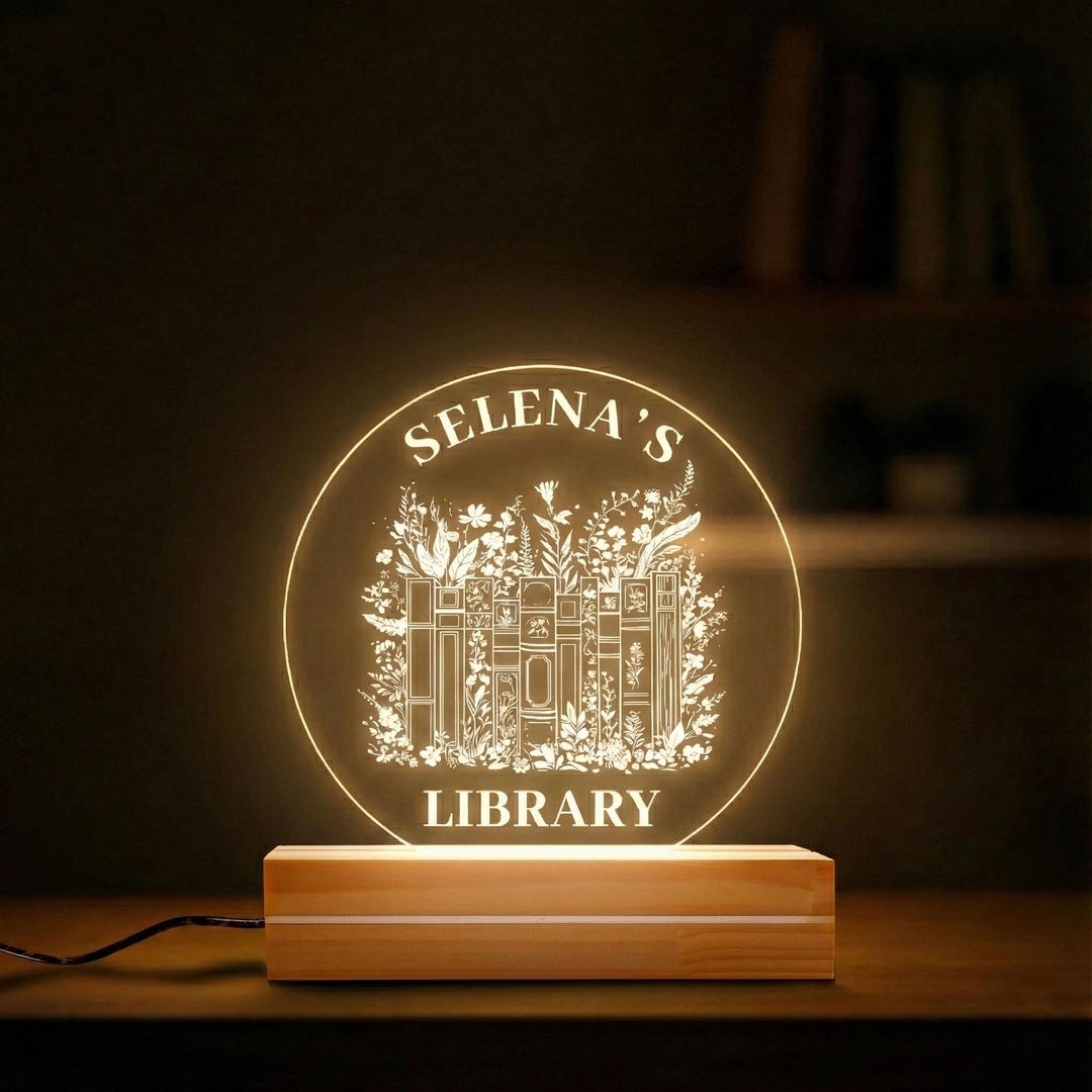 Personalized LED Library Sign, Custom Book Lover Gift, Custom Name ...
