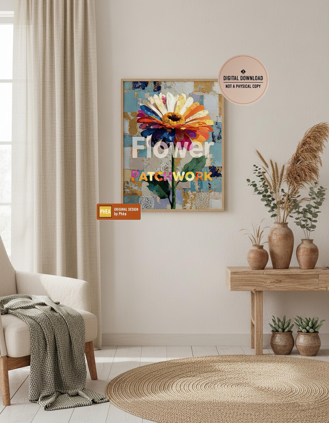 Flower Patchwork Art Print – Textured Background (digital Download) - Etsy
