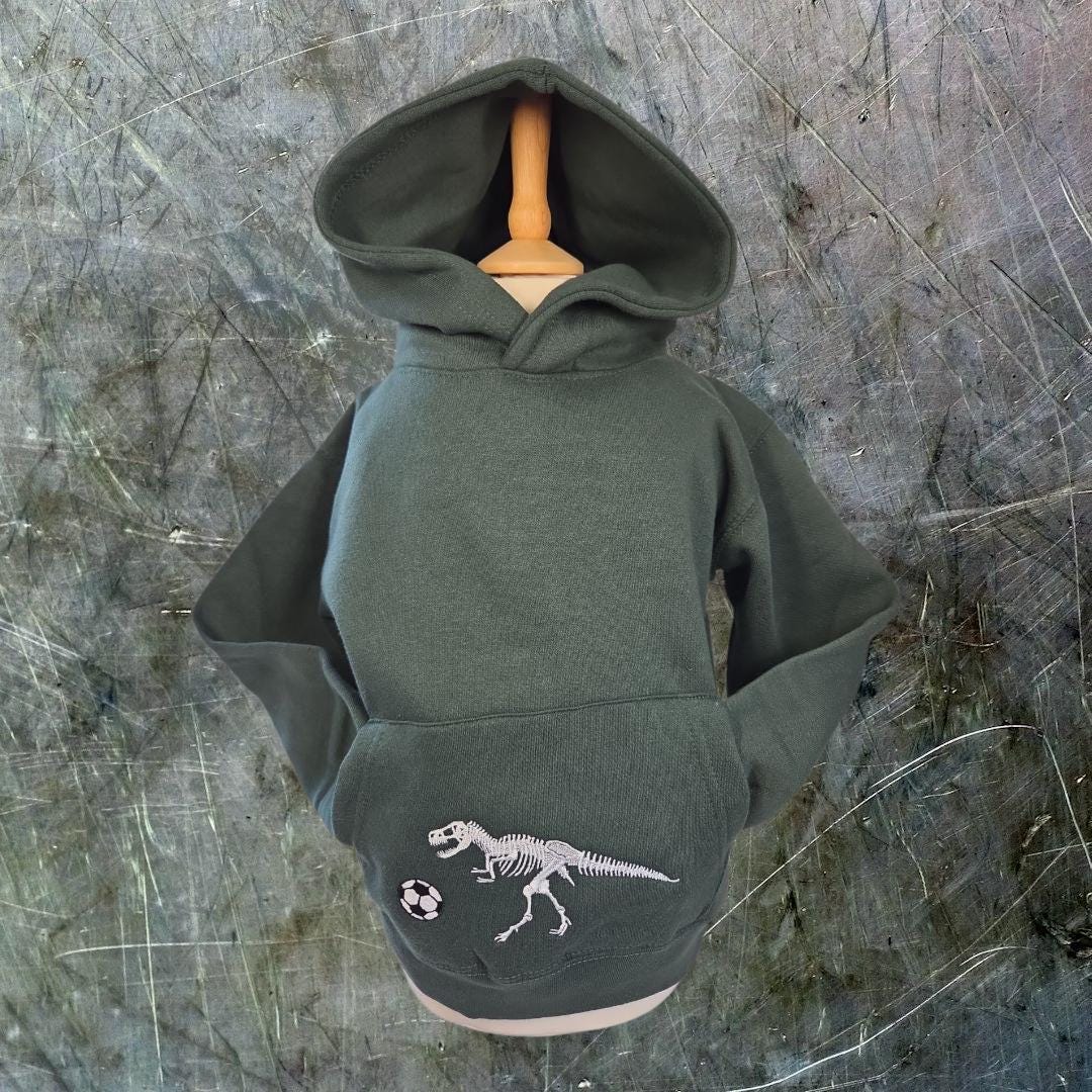 Footy Rex: Kids Glow in the Dark T-rex Football Soccer Hoodie ...