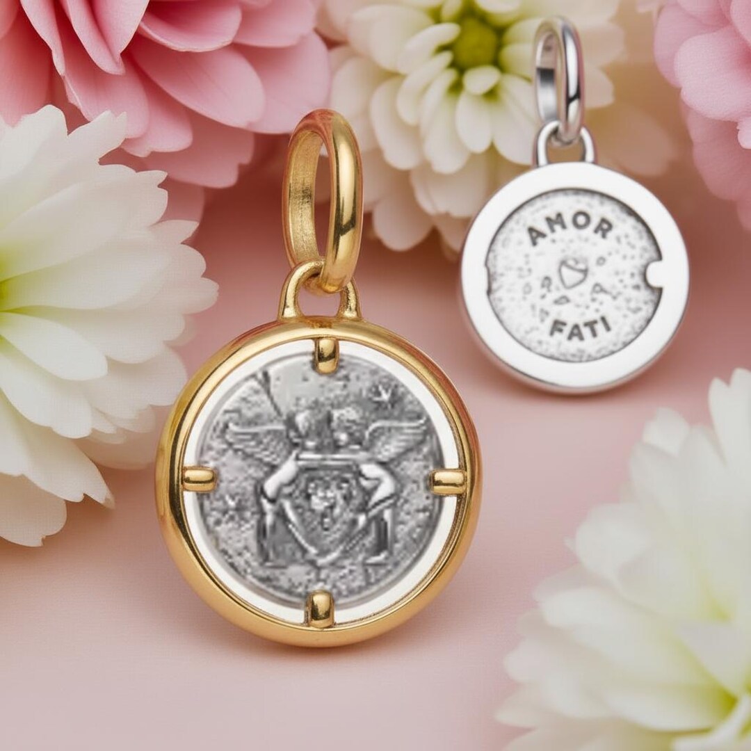 Golden Medallion With Symbols of the Sun and Moon, Pegasus and Lion ...