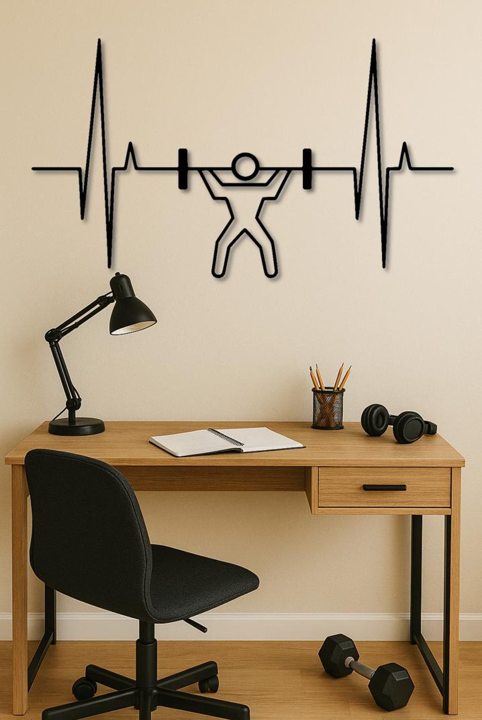 Heartbeat Weightlifter SVG | Gym Pulse Barbell Silhouette | Fitness ...