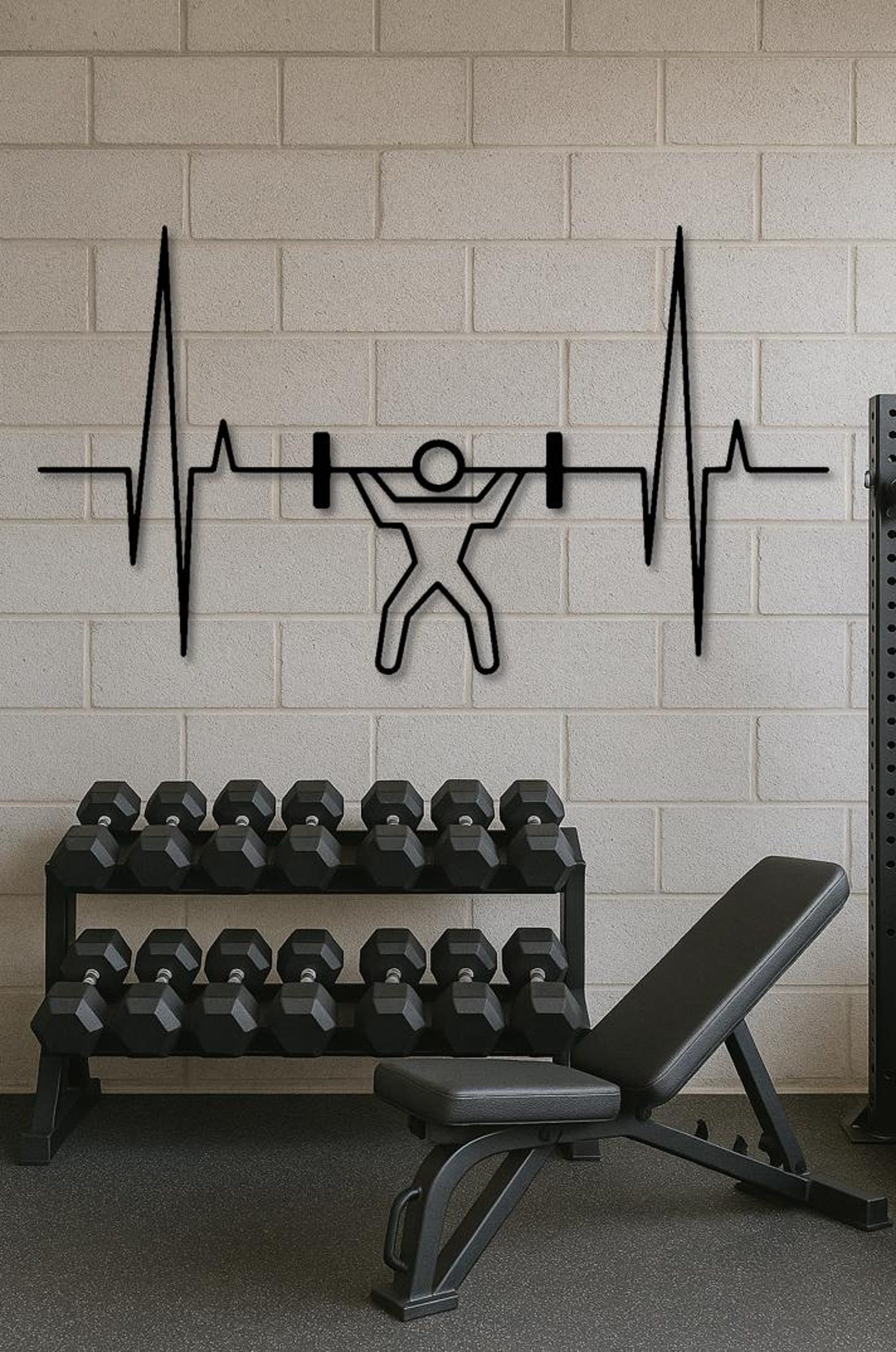 Heartbeat Weightlifter SVG | Gym Pulse Barbell Silhouette | Fitness ...