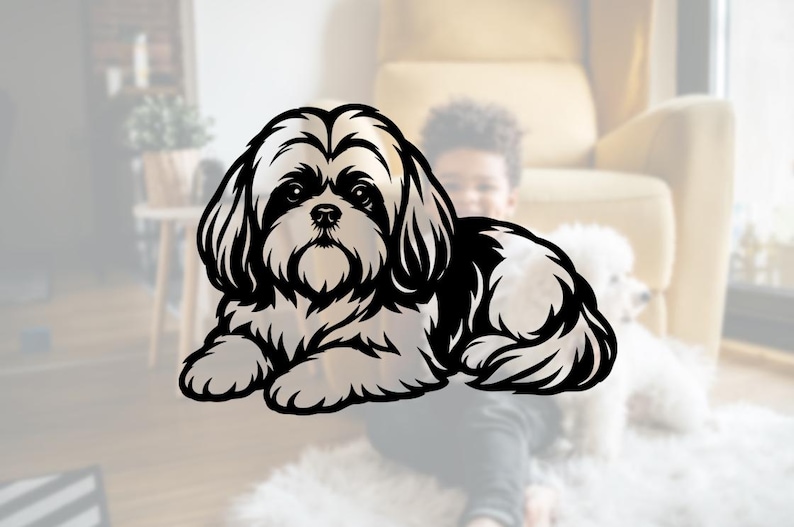 Shih Tzu Dog SVG DXF PDF | Laser Cut File, Engraving Template, Digital ...