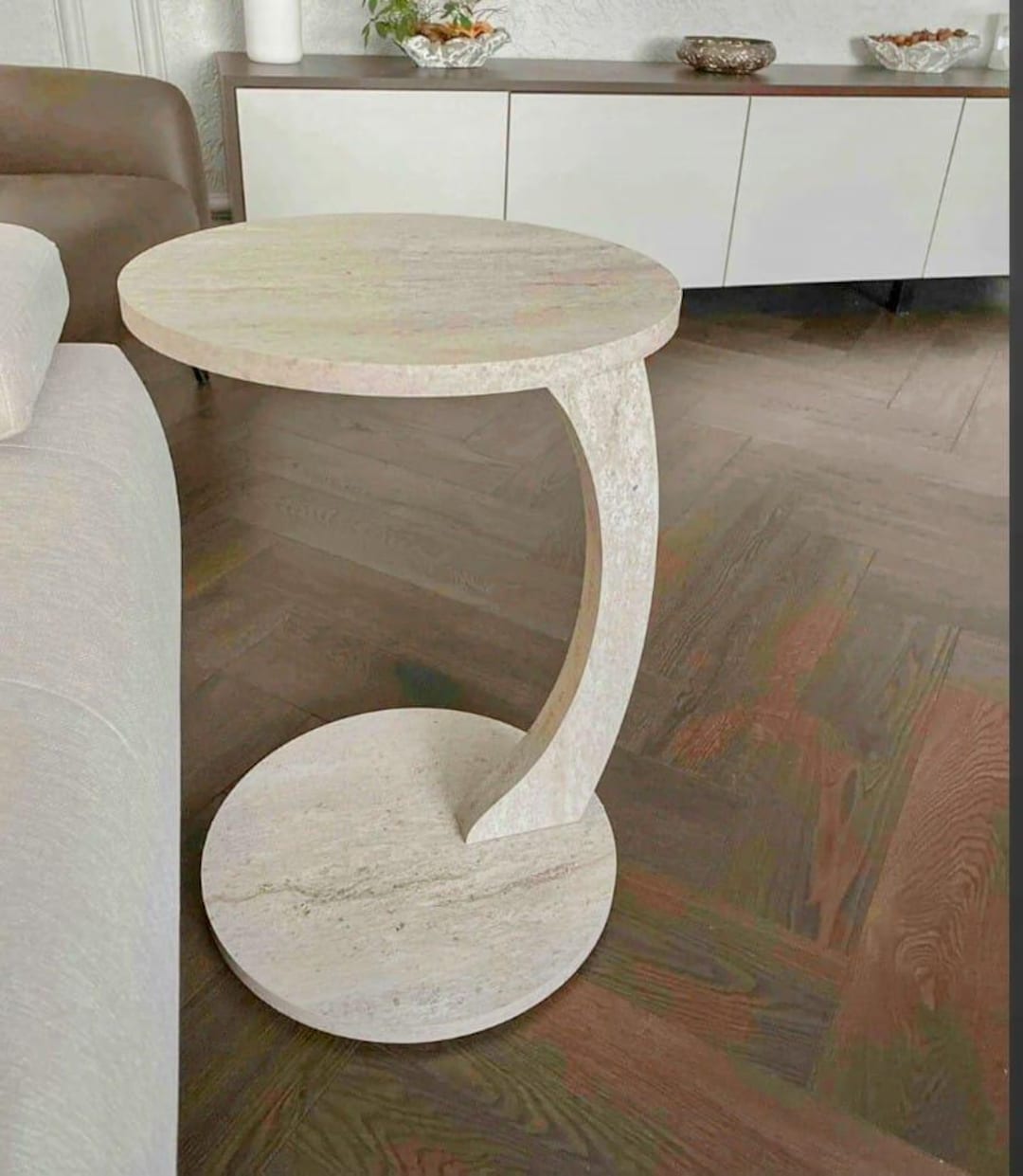 Rolling C Side Table: Marble Wood Sofa Laptop Table - Etsy
