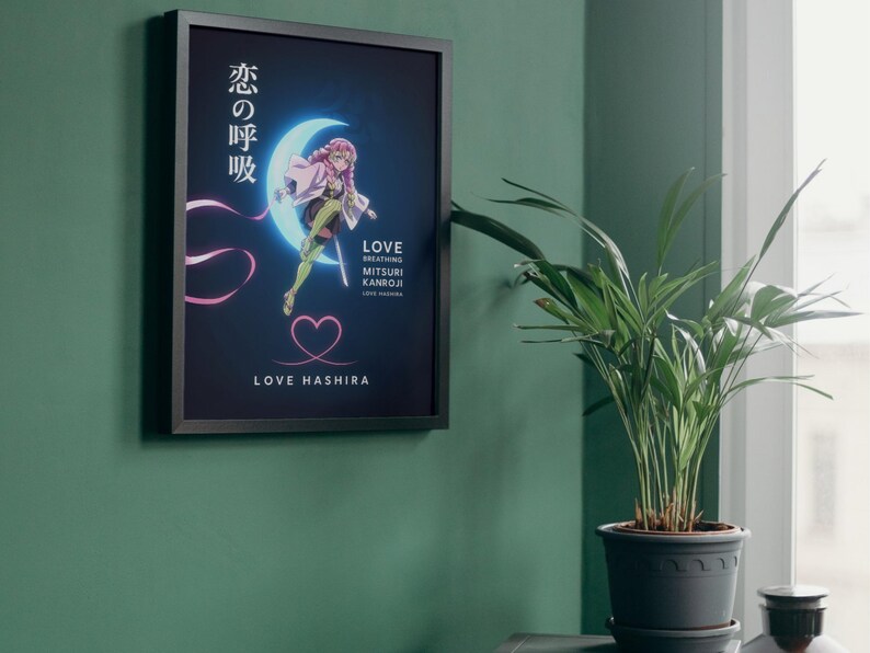 Mitsuri kanroji Demon slayer Poster print | Love hashira Kimetsu no ...