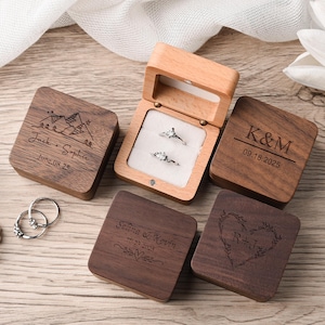Custom Wooden Ring Box for Wedding Ceremony, Square Ring Bearer ...