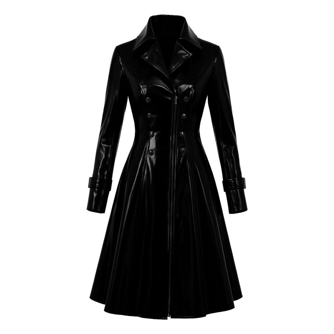 Unisex Gothic PVC Victorian Long Coat | Black Steampunk Trench Jacket ...