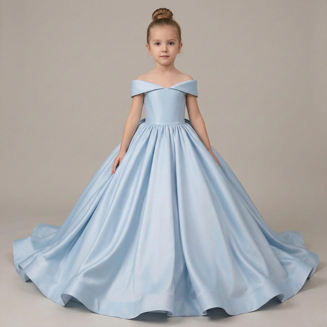 Light Blue Flower Girl Dress, First Communion Dress, off Shoulder ...