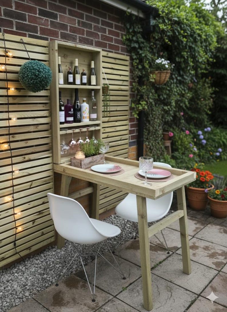 Handcrafted Outdoor Drop-down Wall Bar: Your Ultimate Patio Entertainer ...