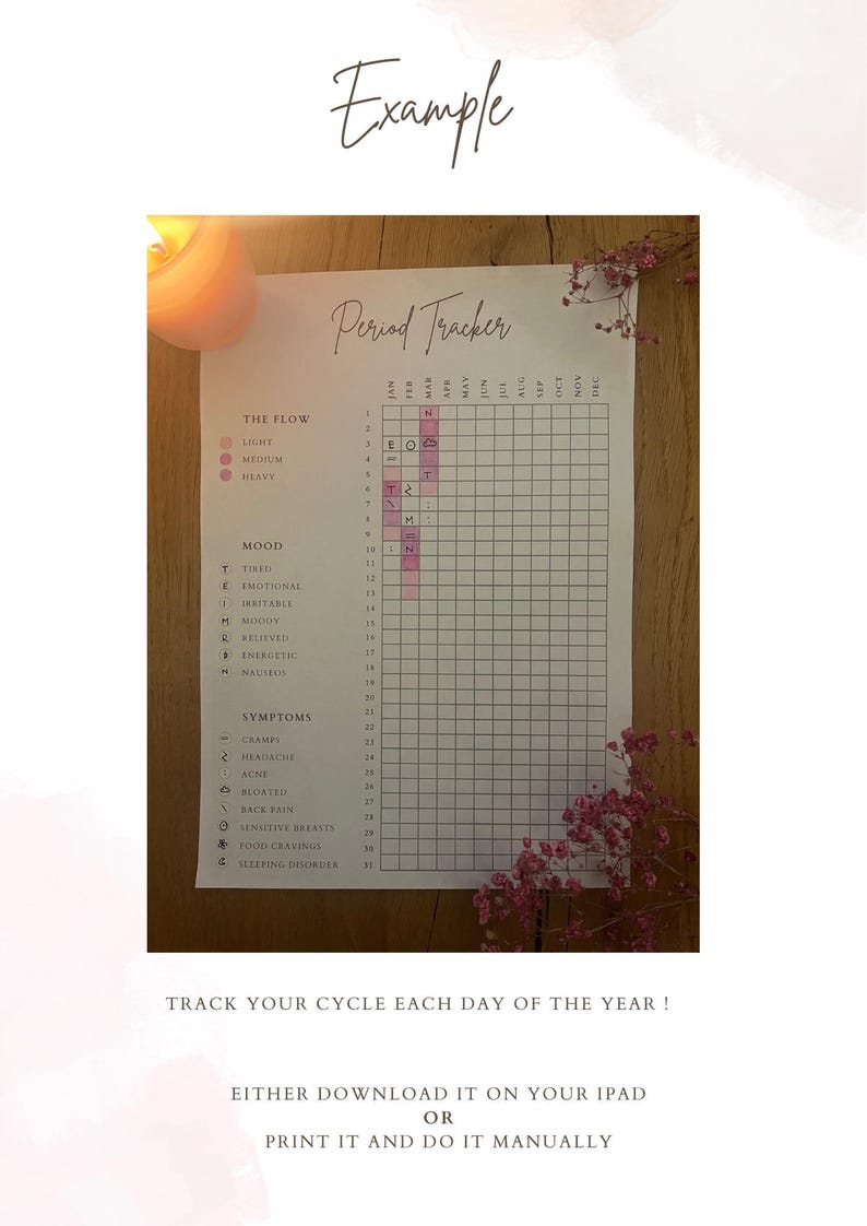 Period Tracker Printable, Mood and Symptom Journal (digital Download ...