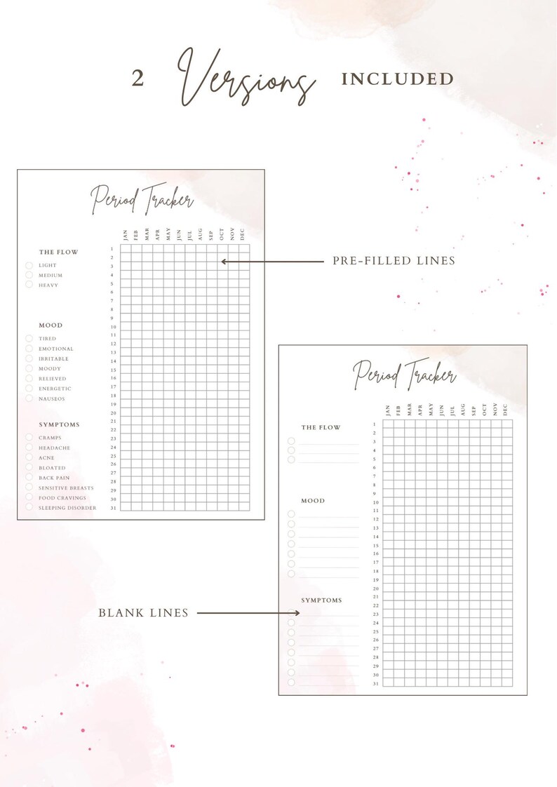 Period Tracker Printable, Mood and Symptom Journal (digital Download ...