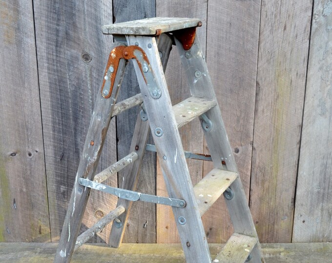 Vintage Wooden Step Ladder Bell Systems W.W. Babcock Co. Rustic ...