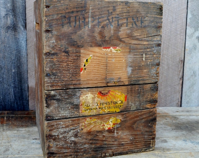 Turpentine Crate Wood Shipping Samuel H. French Paint Co. Philadelphia ...