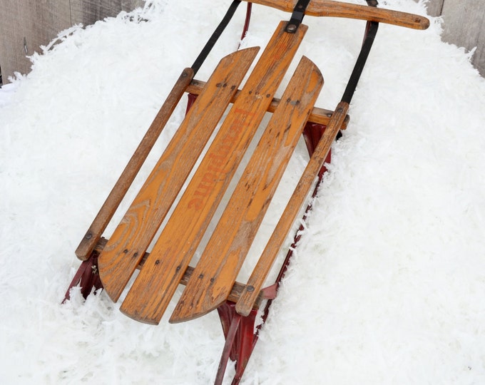 Flexoplane Snow Sled Winter Wooden Runner Sled Christmas Decor Display ...