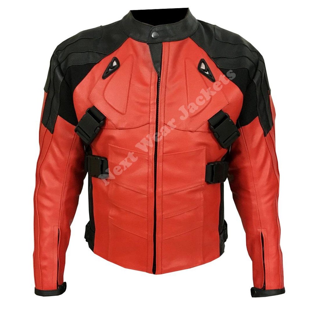 Deadpool Leather Motorcycle Jacket: Cowhide Biker Cosplay Costume - Etsy