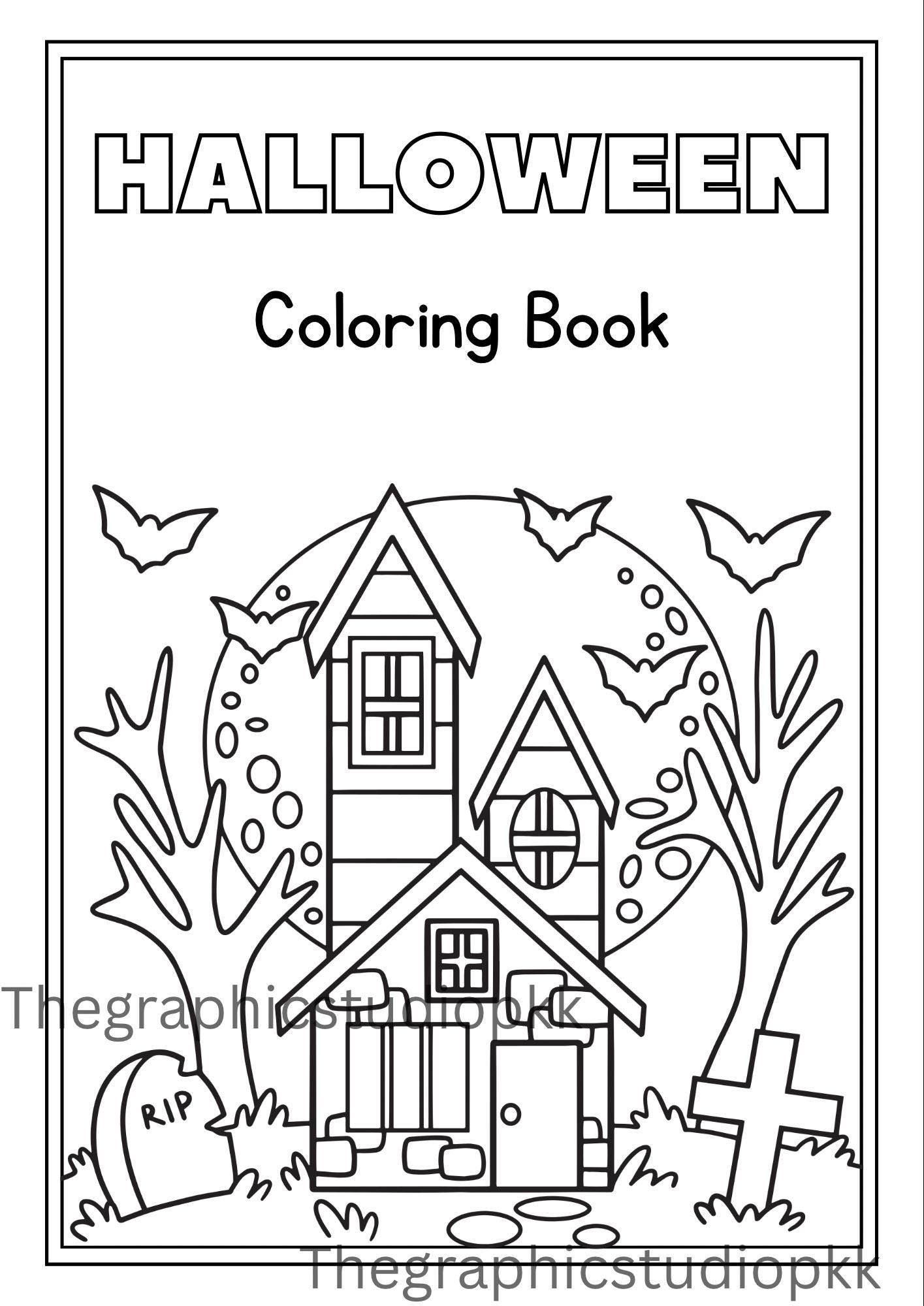 Halloween Coloring Book, Printable Digital Download for Kids (5 Pages ...