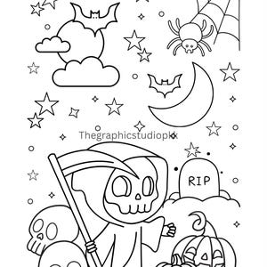 Halloween Coloring Book, Printable Digital Download for Kids (5 Pages ...